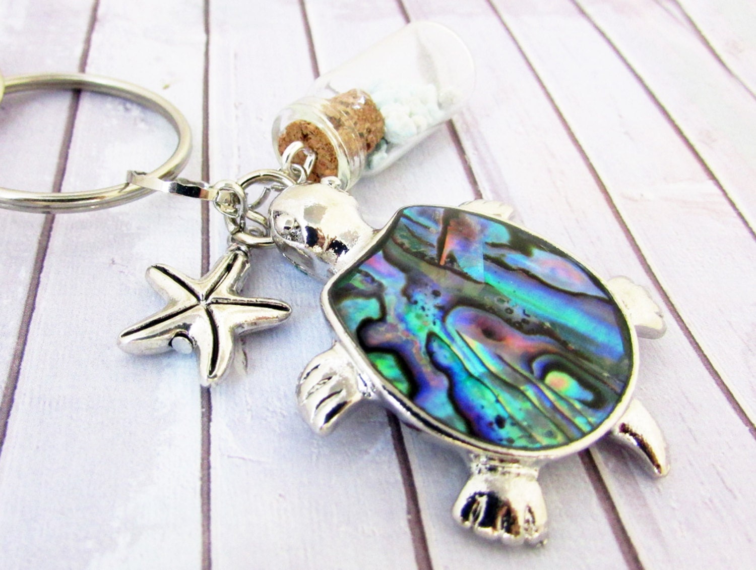 Sea Turtle Keychain Beach Keychain Abalone Keychain Beach - Etsy