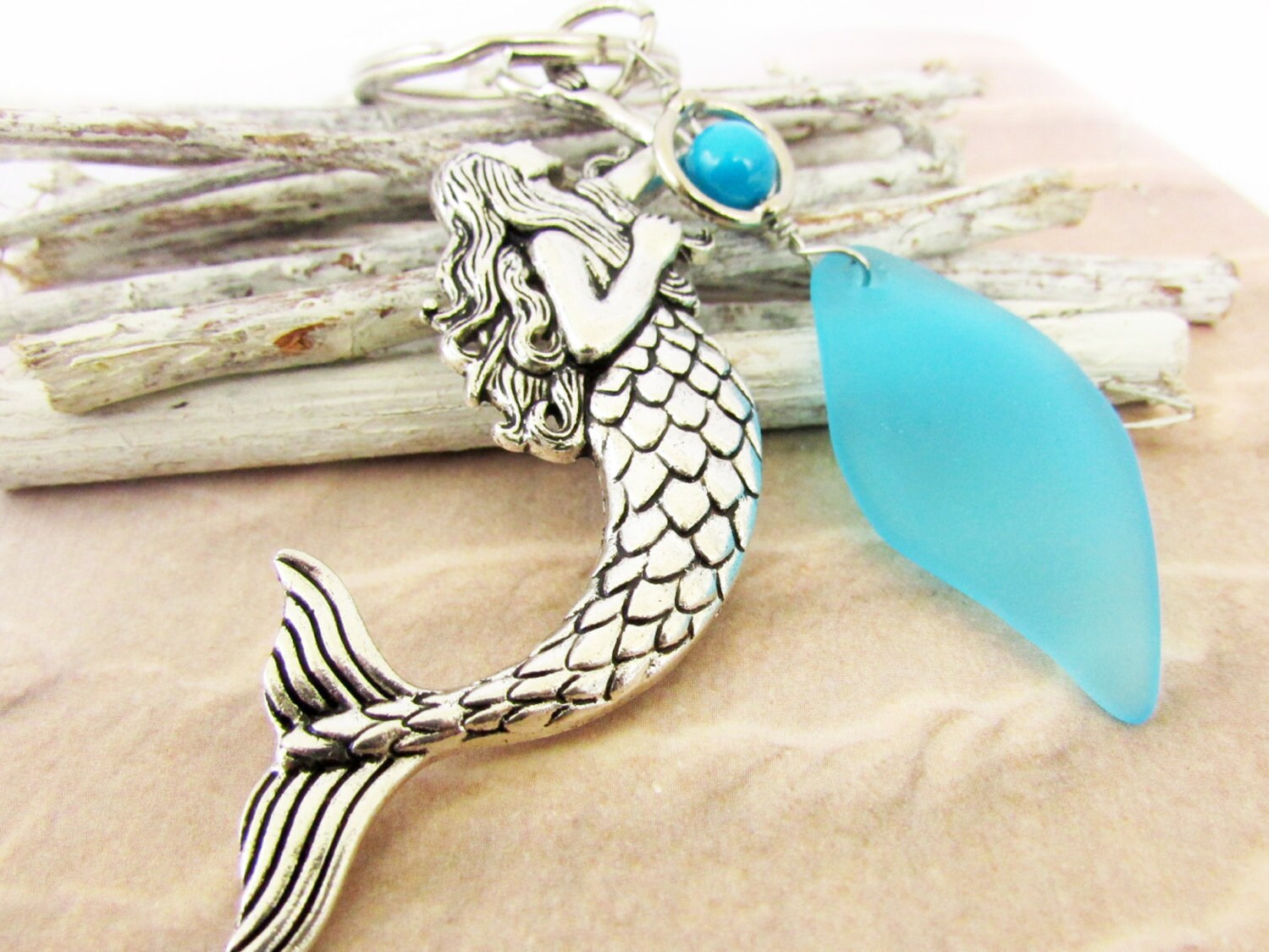 Mermaid Keychain Mermaid Key Chain Mermaid Gift Sea Glass | Etsy