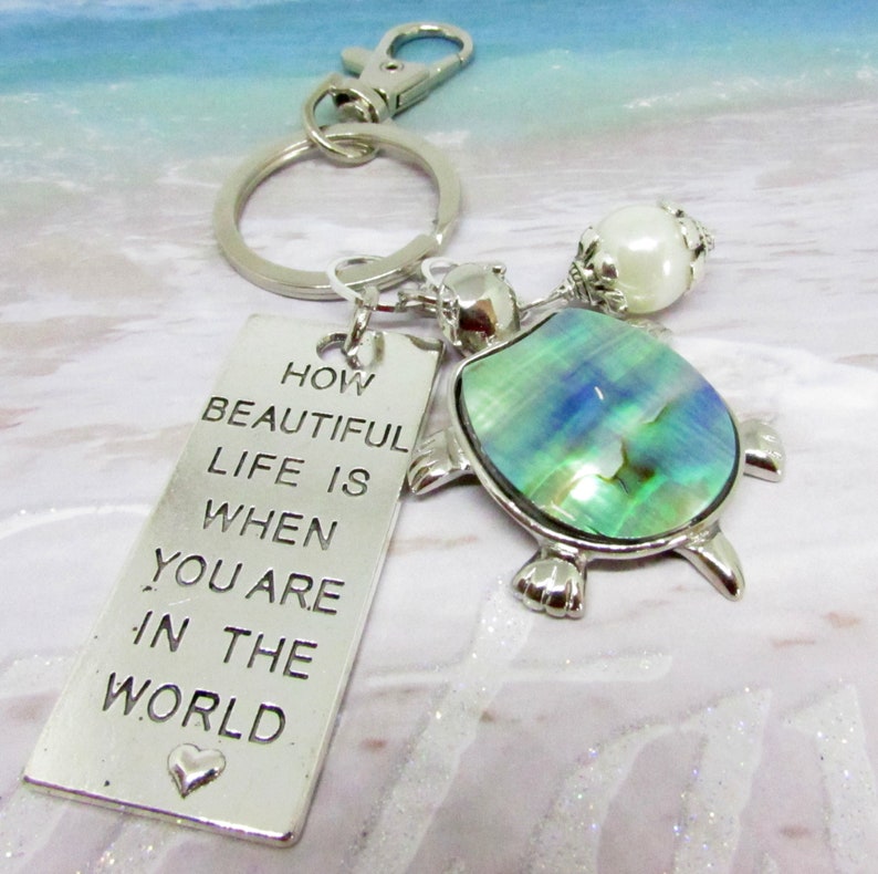 Sea Turtle Keychain Quote Keychain Turtle Keyring Beach - Etsy