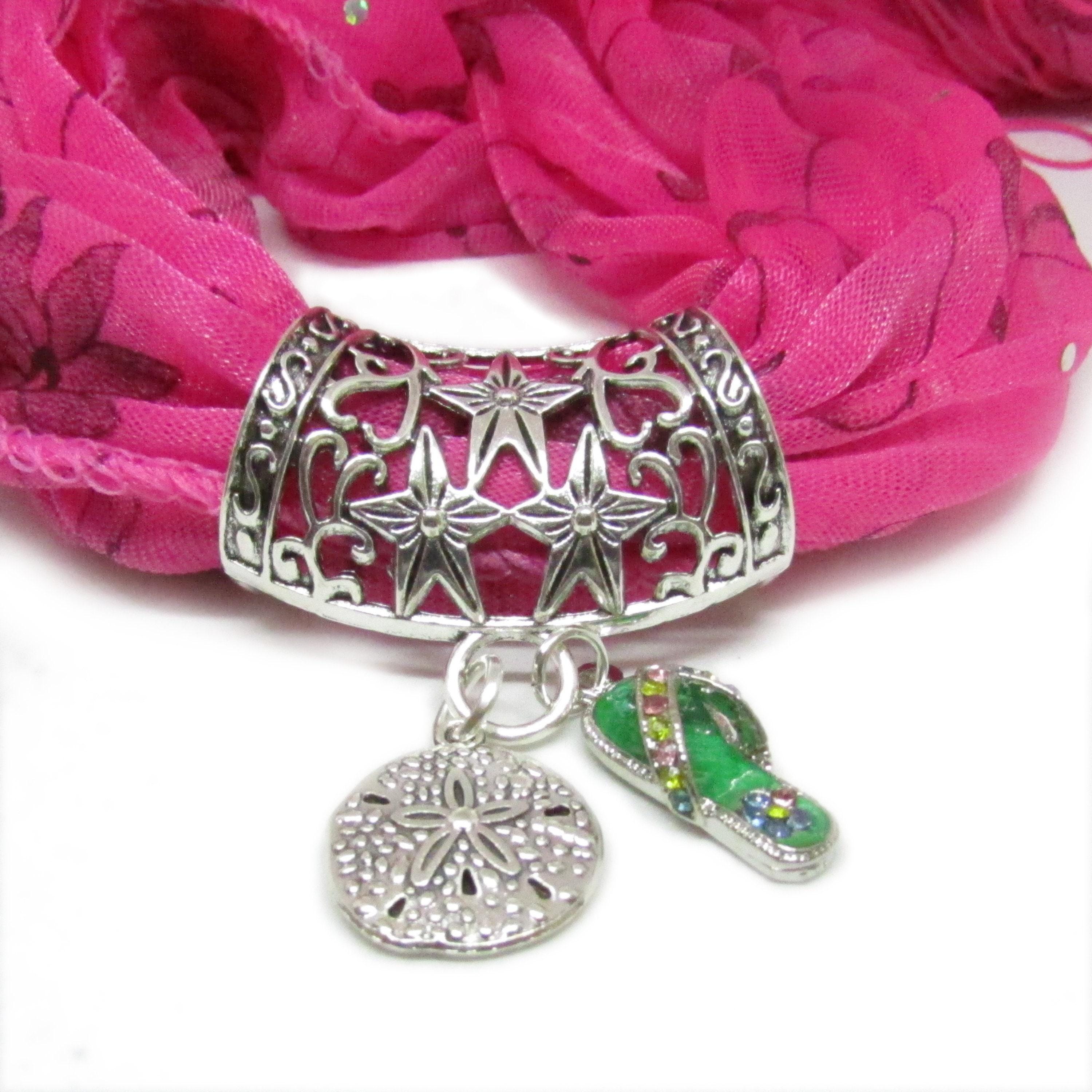 Scarf Slide Pendant: Sand Dollar & Rhinestone Flip Flop Charm - Etsy
