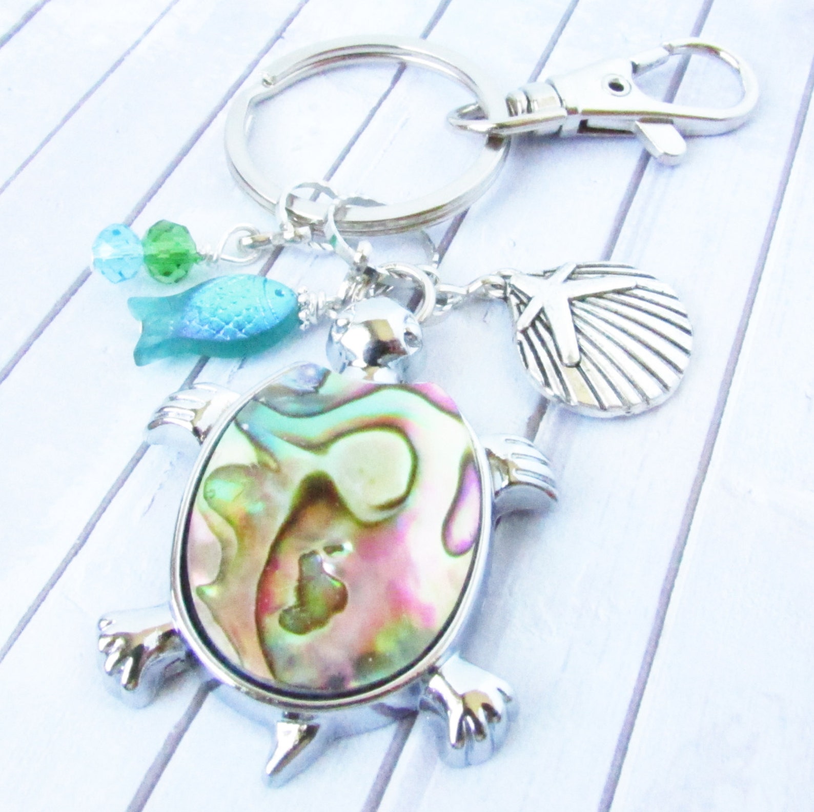 Sea Turtle Keychain Sea Glass Keychain Shell Keychain Beach - Etsy