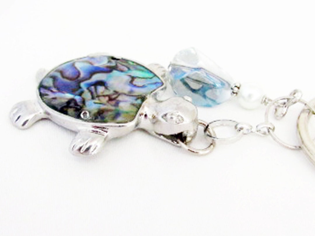 Turtle Keychain, Beach Keychain, Sea Turtle Keychain, Abalone Shell ...