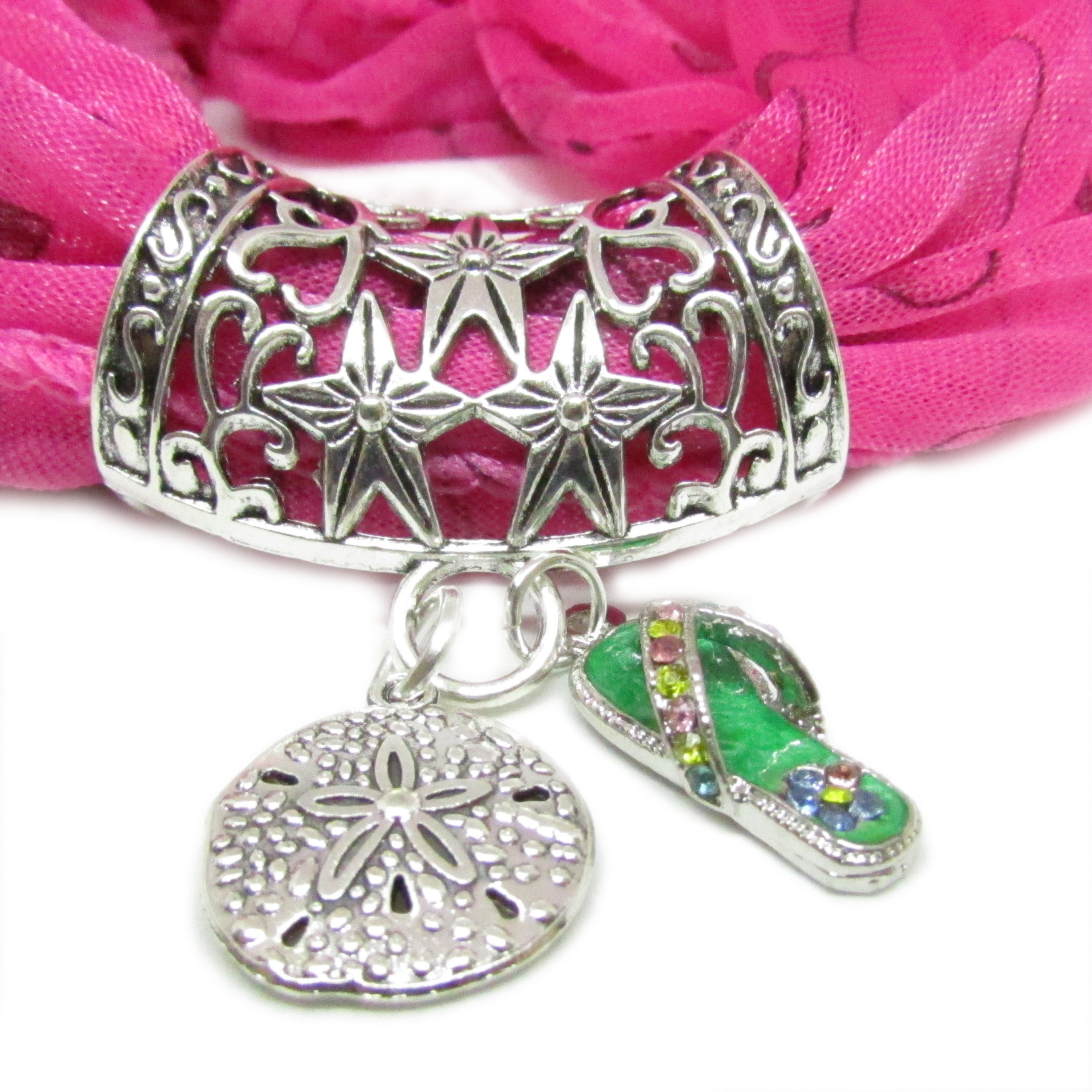 Scarf Slide Pendant: Sand Dollar & Rhinestone Flip Flop Charm - Etsy