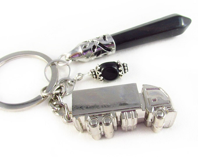 Trucker Keychain Black Onyx Keychain Truck Key Chain Car - Etsy