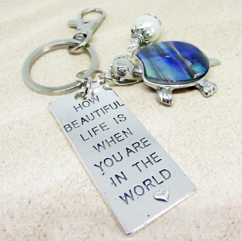Sea Turtle Keychain Quote Keychain Turtle Keyring Beach - Etsy