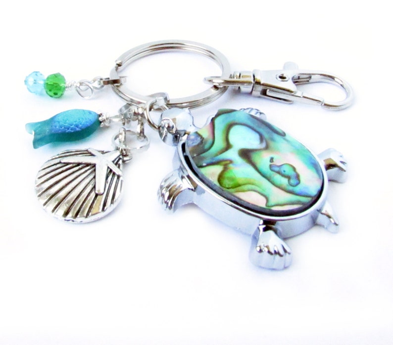 Sea Turtle Keychain Sea Glass Keychain Shell Keychain Beach - Etsy