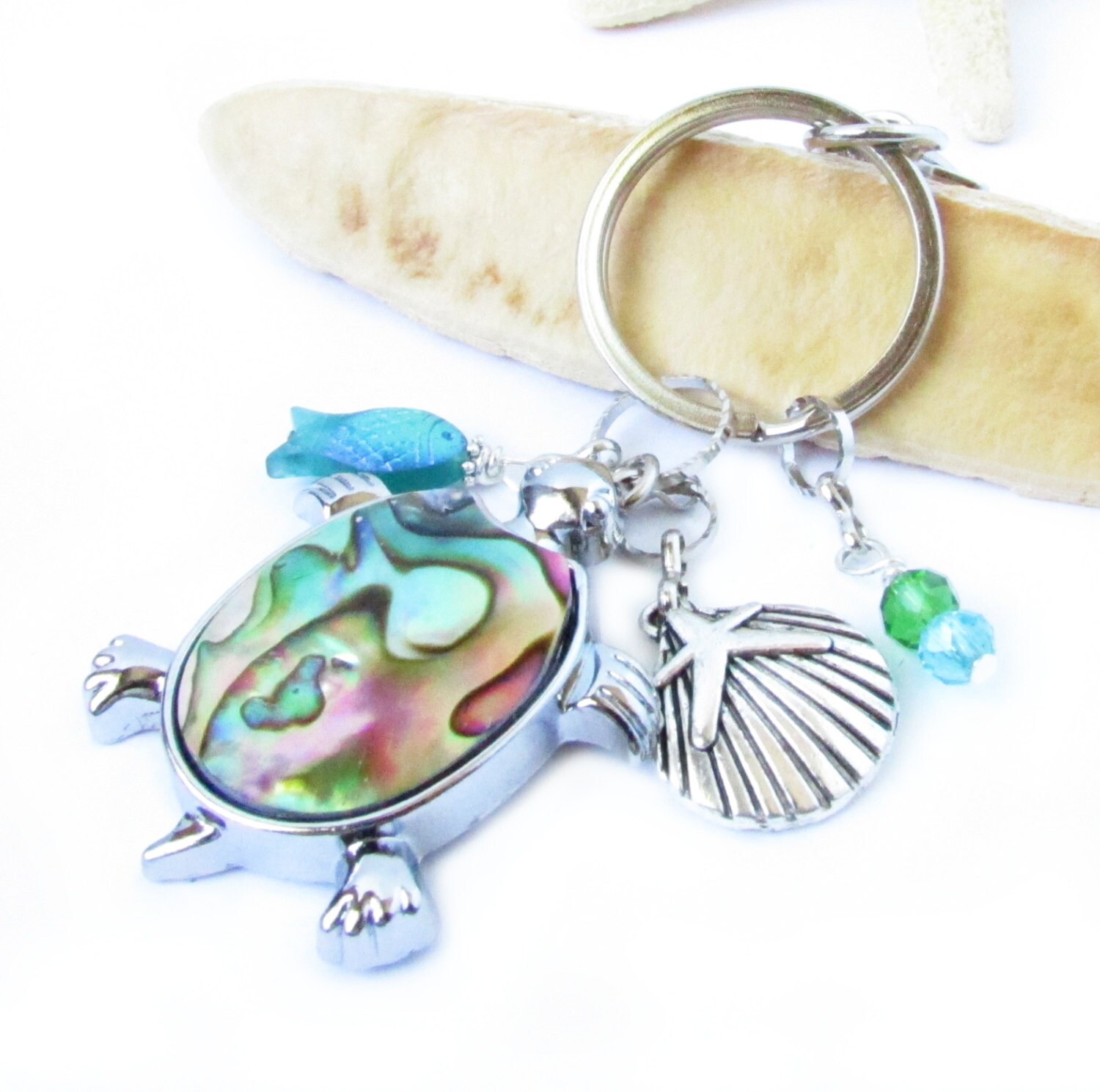 Sea Turtle Keychain Sea Glass Keychain Shell Keychain Beach | Etsy