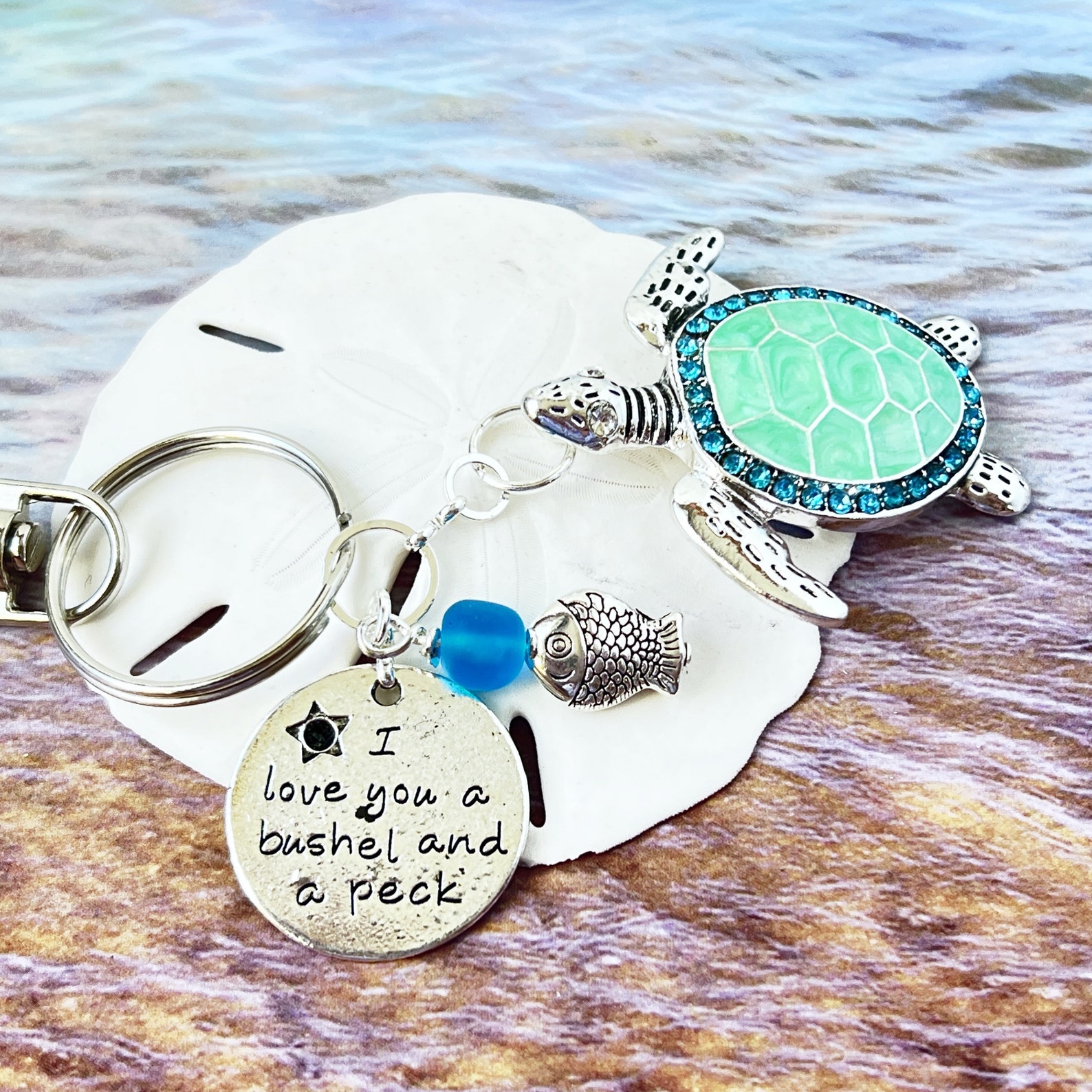 Sea Turtle Keychain Beach Keychain Love Quote Keychain - Etsy