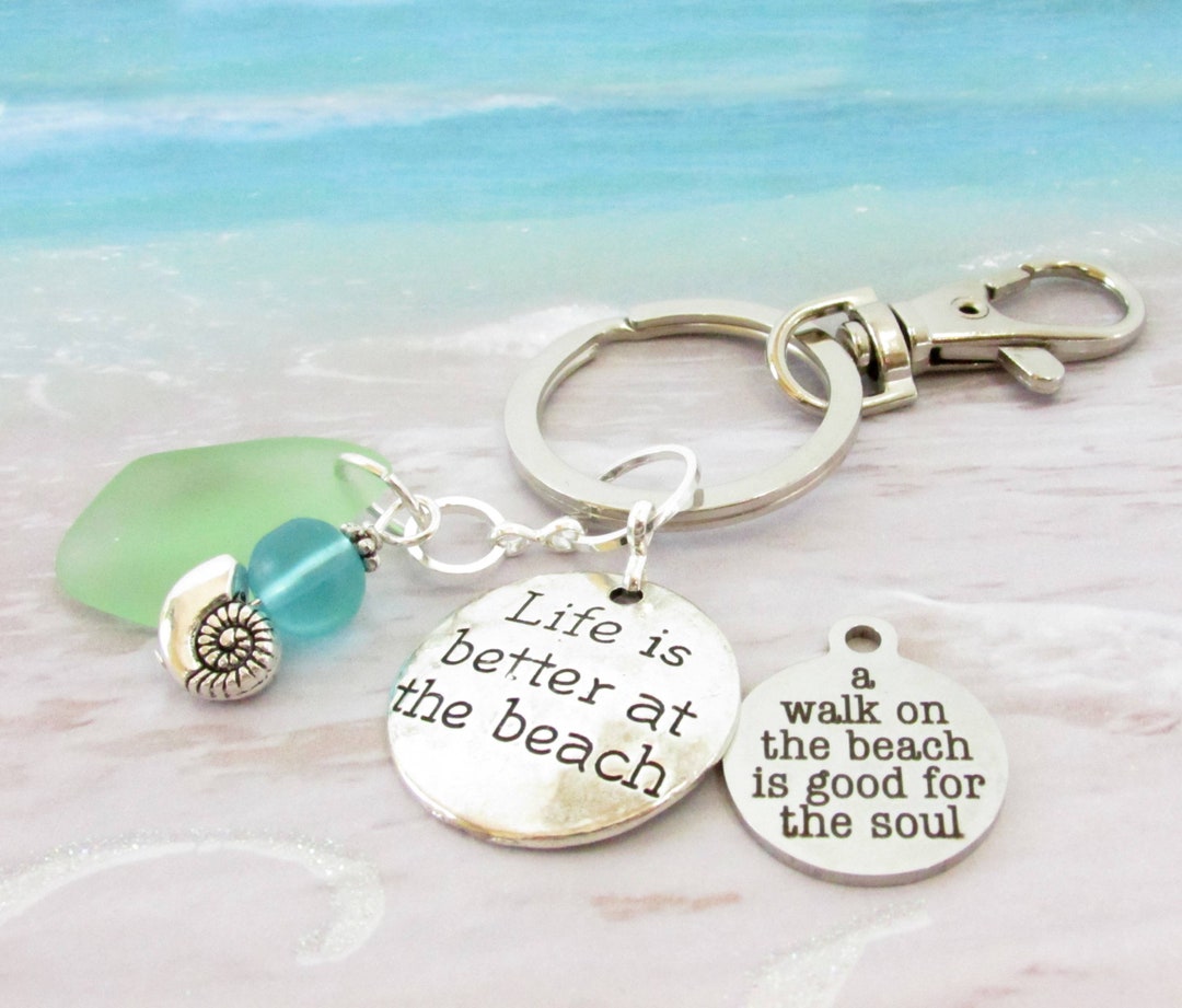 Seaglass Keychain, Beach Keychain, Sea Glass Keychain, Purse Charm ...