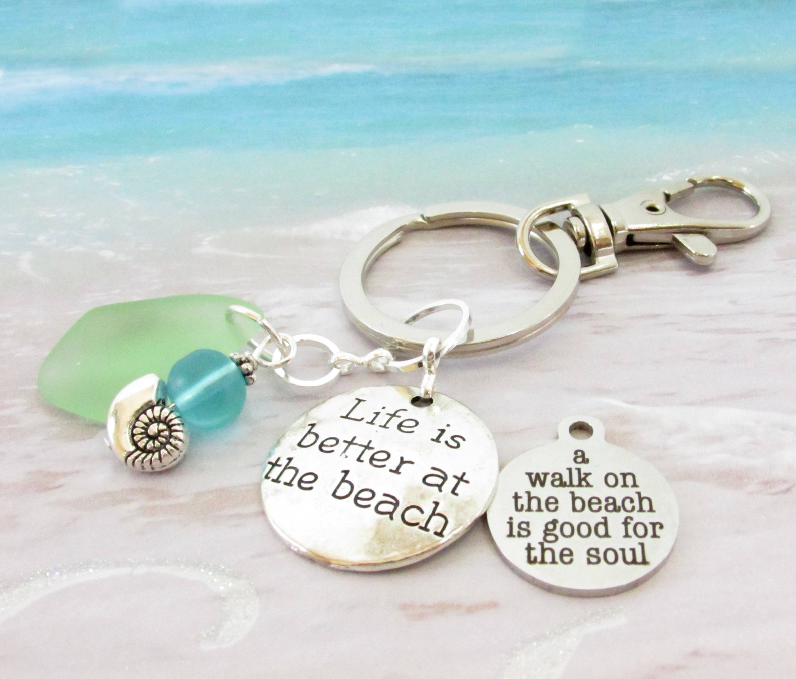 Seaglass Keychain Beach Keychain Sea Glass Keychain Car - Etsy