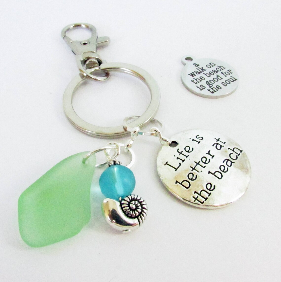 Seaglass Keychain Beach Keychain Sea Glass Keychain Car - Etsy