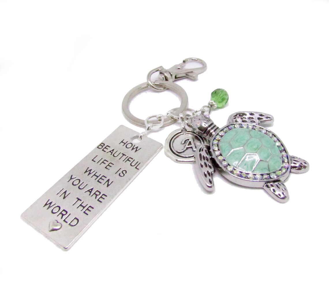 Sea Turtle Keychain Custom Keychain Turtle Keyring Beach - Etsy