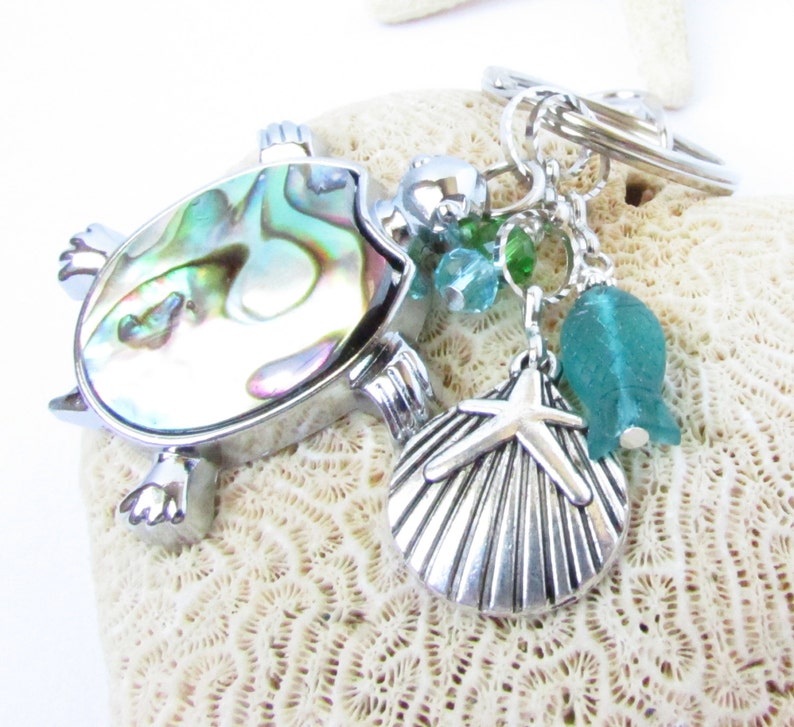 Sea Turtle Keychain Sea Glass Keychain Shell Keychain Beach - Etsy