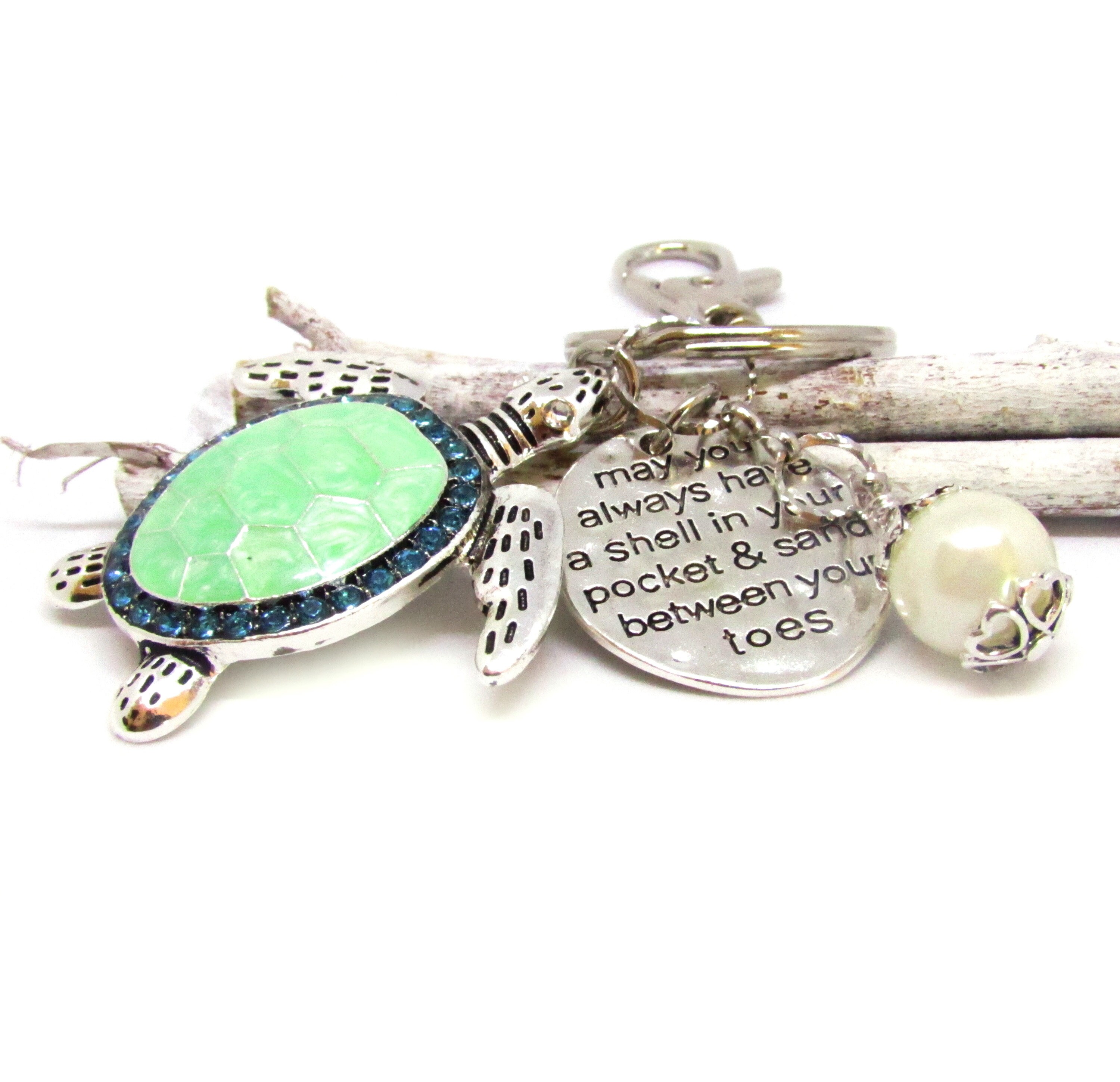 Sea Turtle Keychain Turquoise Keyring Beach Keychain Car | Etsy