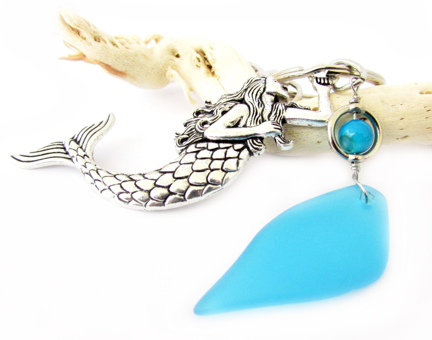 Mermaid Keychain Mermaid Key Chain Mermaid Gift Sea Glass | Etsy