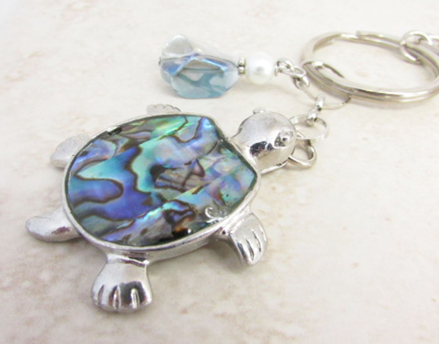 Turtle Keychain Beach Keychain Sea Turtle Keychain Abalone - Etsy