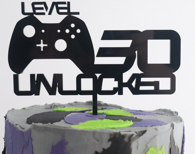 Level 30 Unlocked Cake Topper Gaming Cake Topper Customized Wood ...