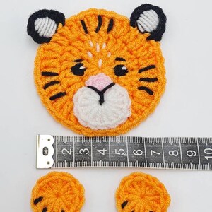 Tiger Applique 3'', Crochet Applique, Sewn on Applique, Crochet Tiger ...