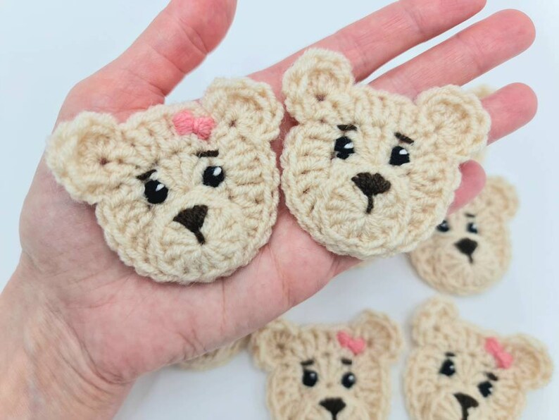 Teddy Bear Appliques 2 Inch Crochet Applique Crochet Bear - Etsy