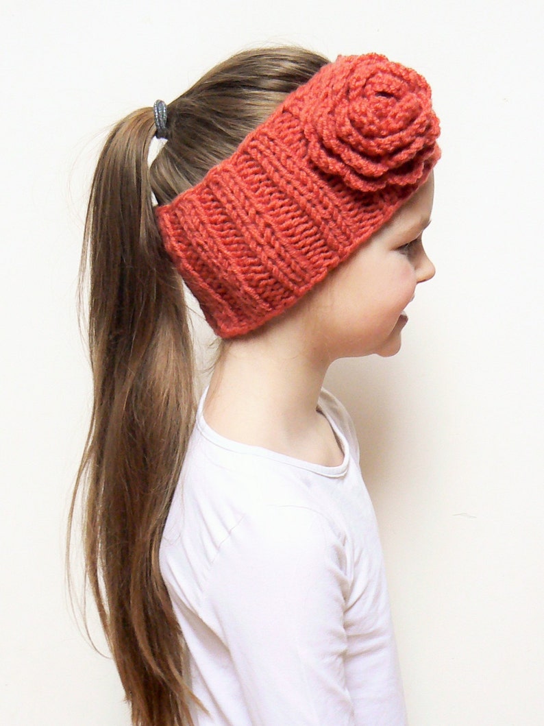 Knit Headband, Ear Warmer, Head Wrap, Girls Head Band, Ear Wrap, Flower ...