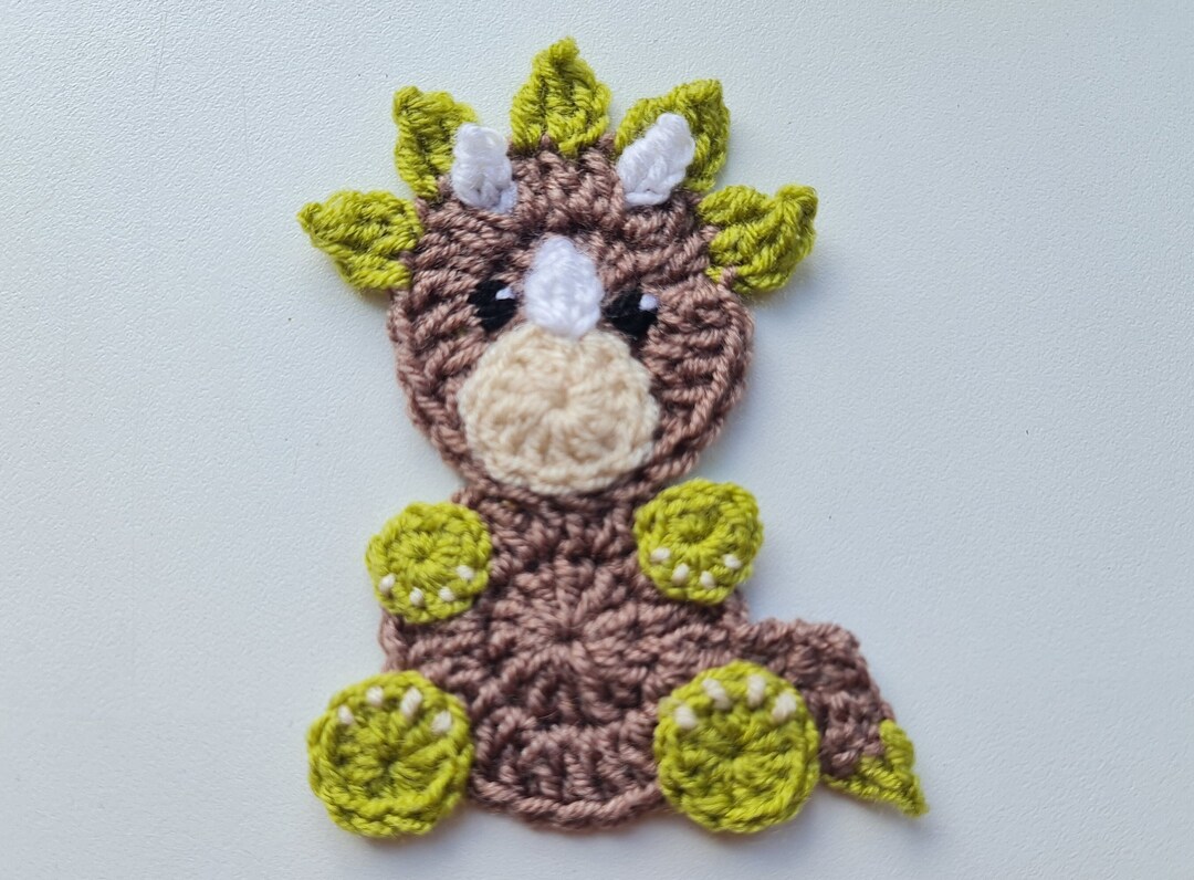 Crochet Dinosaur, 3-4, Crochet Applique, Animal Applique, Crochet ...