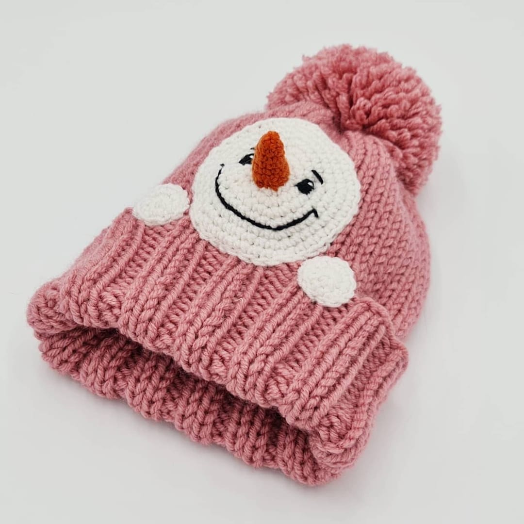 Snowman Hat, Winter Hat, Pom Pom Hat, Knit Hat, Knitted Beanie, Kids ...