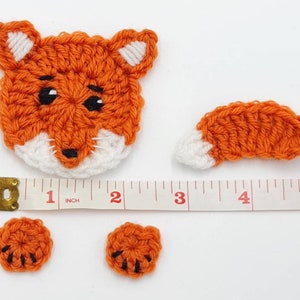 Fox Applique, Crochet Fox, Hat Applique, Animal Motif, Sewn on Applique ...