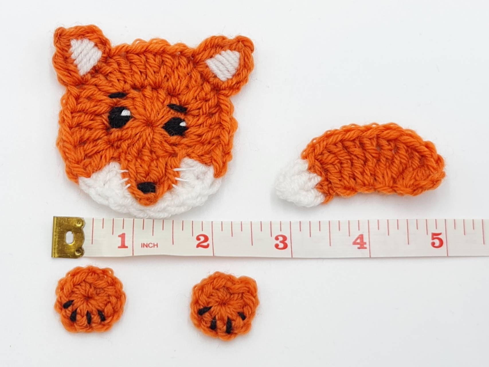 Fox Applique, Crochet Fox, Hat Applique, Animal Motif, Sewn on Applique ...