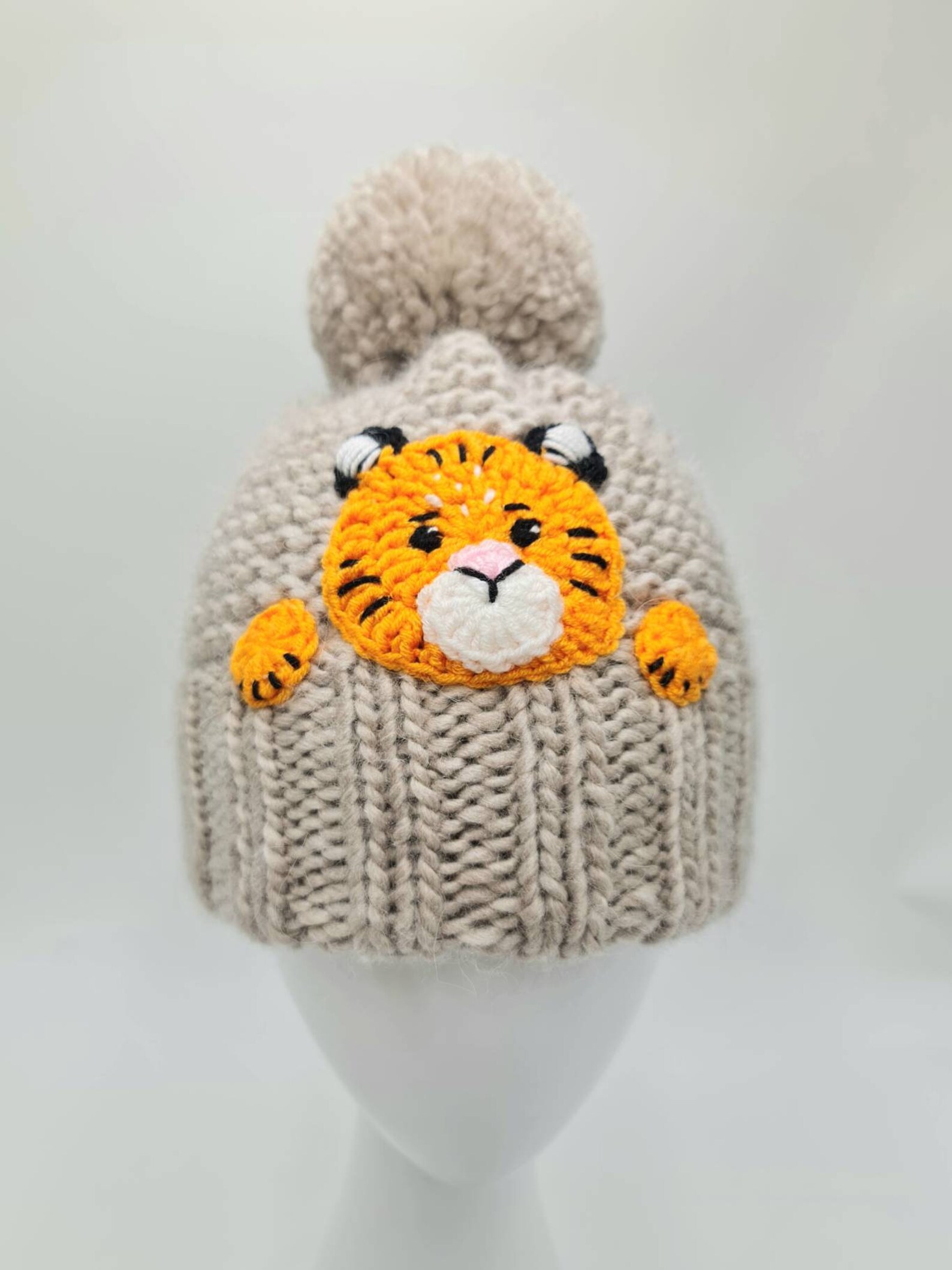 Tiger Hat, 19-21", Child Size, Winter Hat, Knit Hat, Kids Hat, Hat With ...