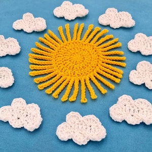 Cloud Appliques, Sun Applique, Crochet Clouds, White Clouds, Handmade ...