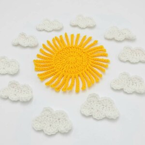 Cloud Appliques, Sun Applique, Crochet Clouds, White Clouds, Handmade ...