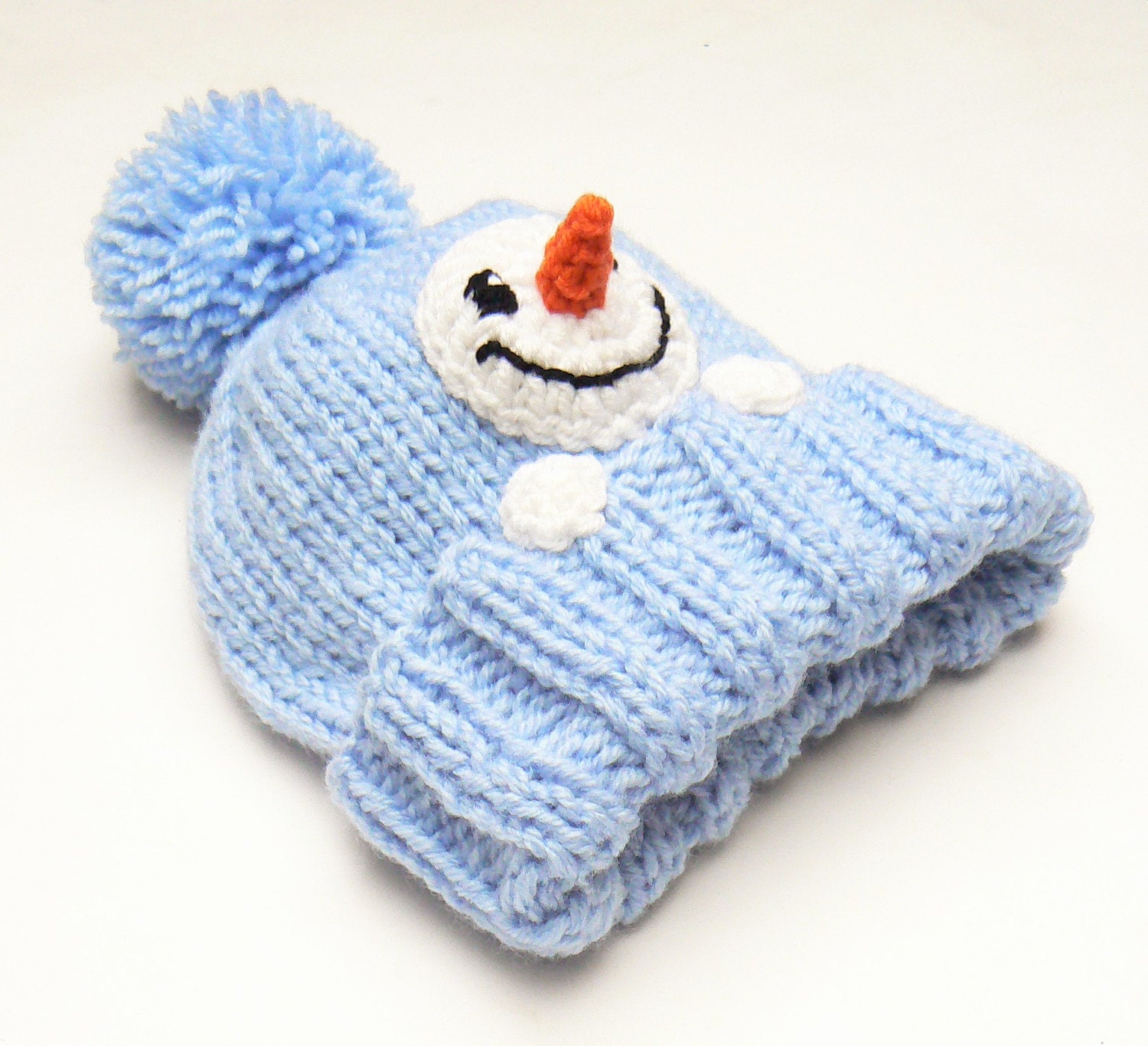 Snowman Hat Kids Winter Hat Knit Hat Pom Pom Hat Ski Hat - Etsy