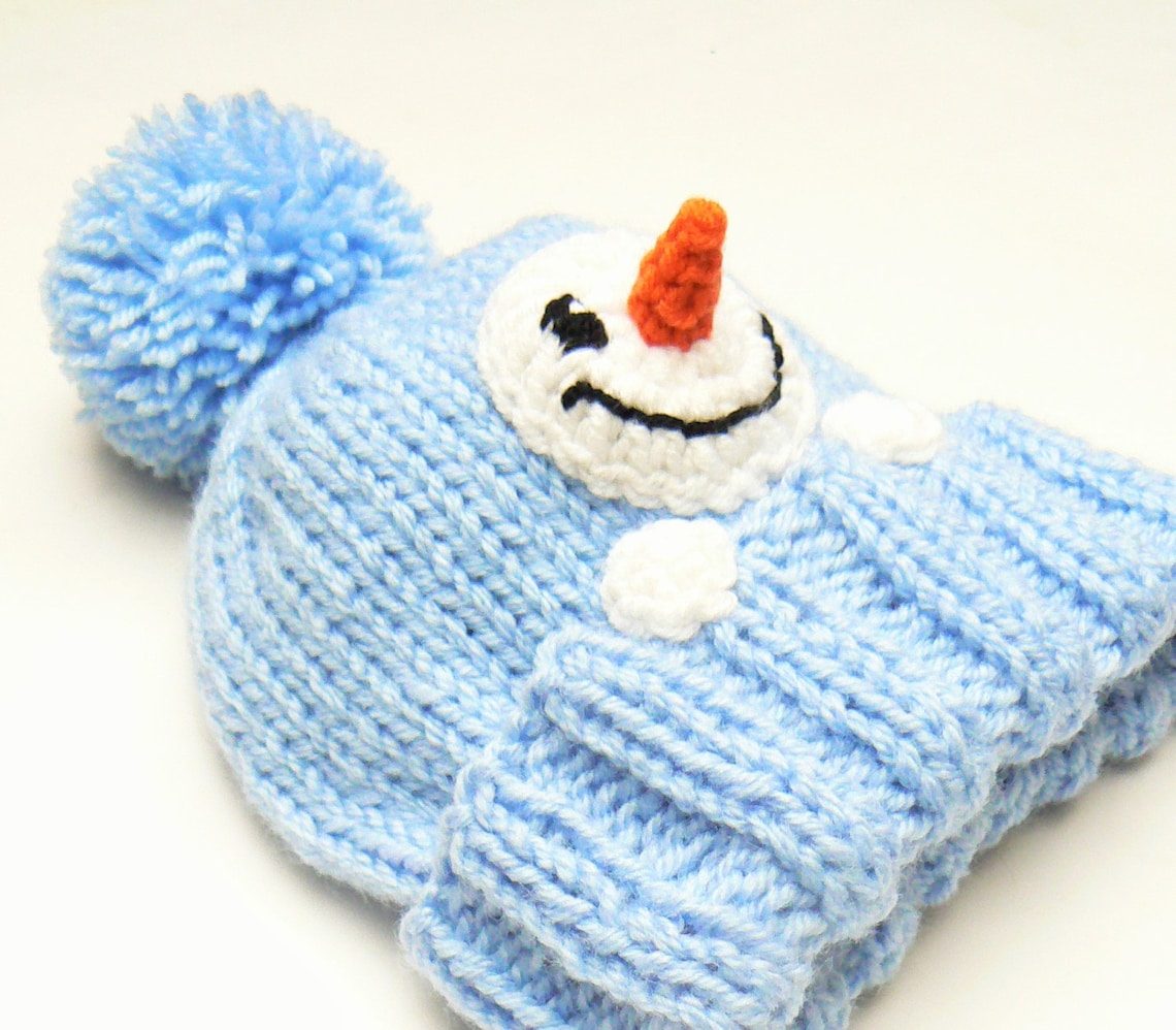Snowman Hat Kids Winter Hat Knit Hat Pom Pom Hat Ski Hat - Etsy Canada