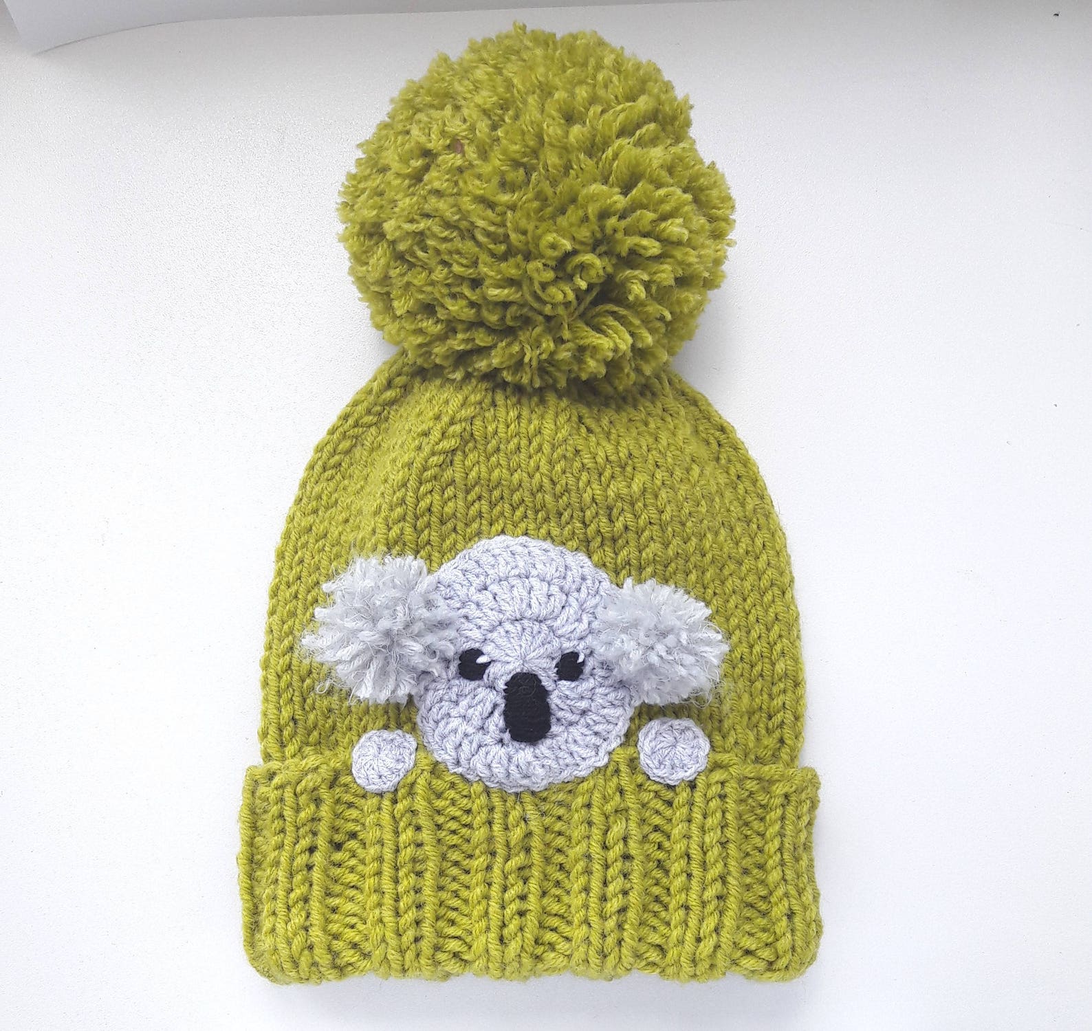 Koala Hat Knit Hat Winter Hat Pom Pom Hat Kids Outfit - Etsy