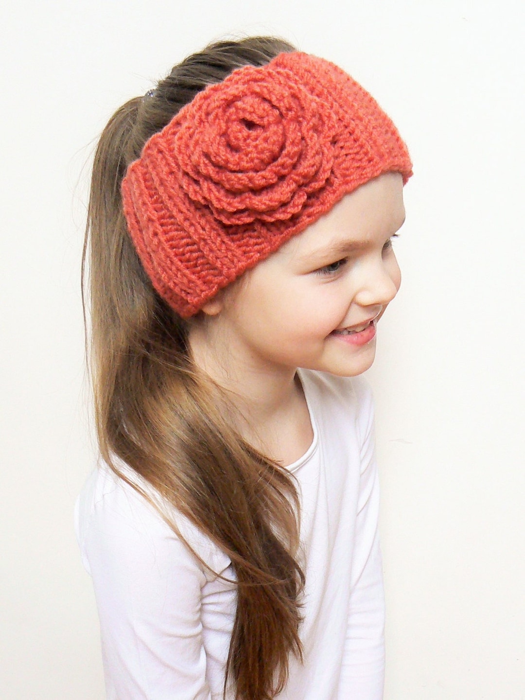 Knit Headband, Ear Warmer, Head Wrap, Girls Head Band, Ear Wrap, Flower ...