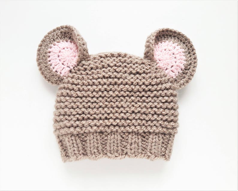 Mouse Hat, Knit Mouse Hat, Mouse Ears, Animal Hat, Mouse Beanie, Hat ...