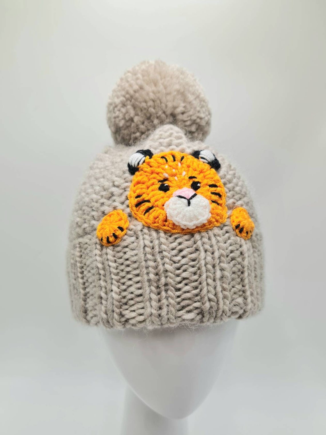 Tiger Hat, 19-21", Child Size, Winter Hat, Knit Hat, Kids Hat, Hat With ...