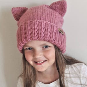 Cat Beanie, Cat Ears Hat, Kitty Hat, Girls Outfit, Winter Hat, Pink Hat ...