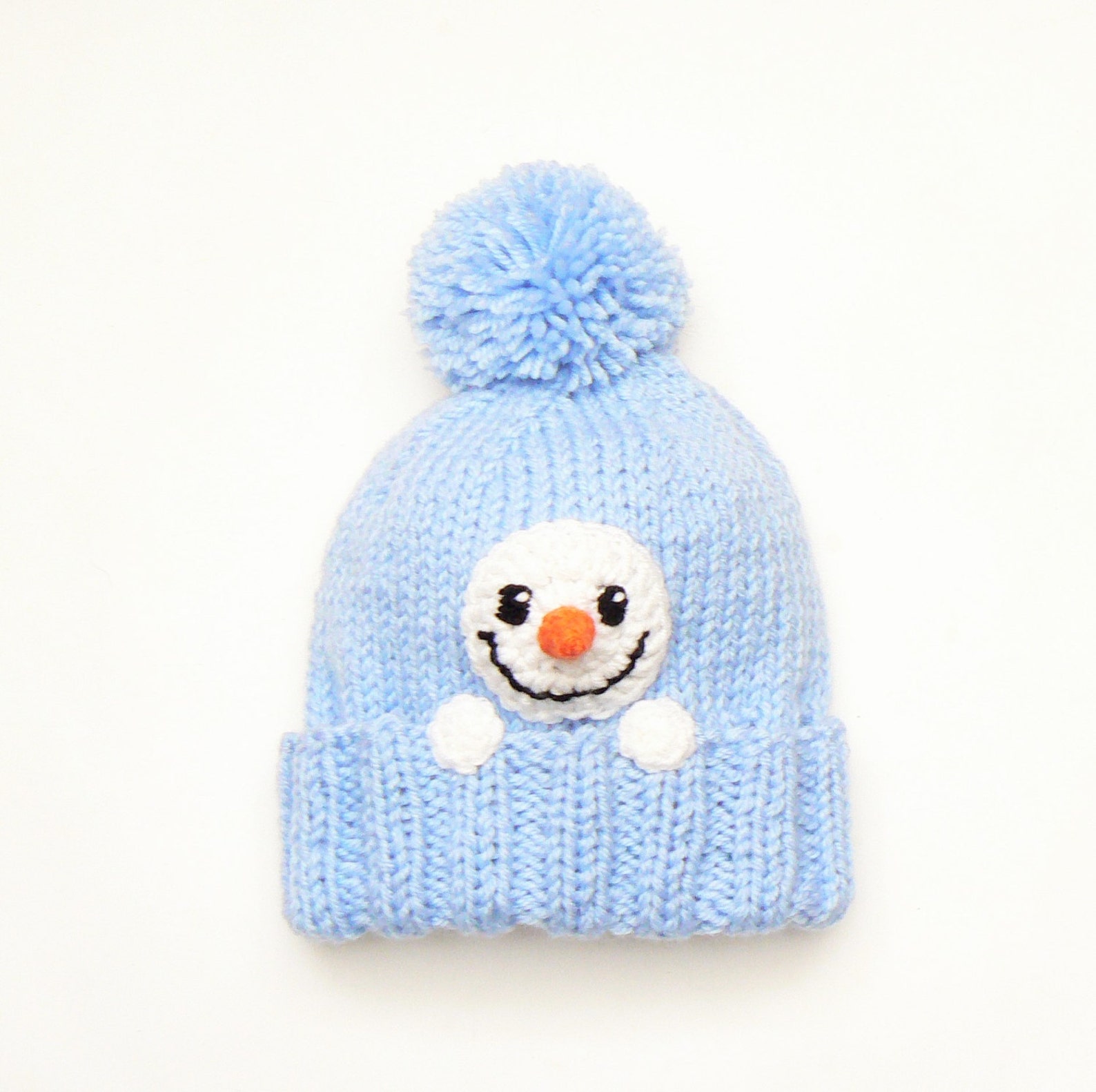 Snowman Hat Kids Winter Hat Knit Hat Pom Pom Hat Ski Hat - Etsy