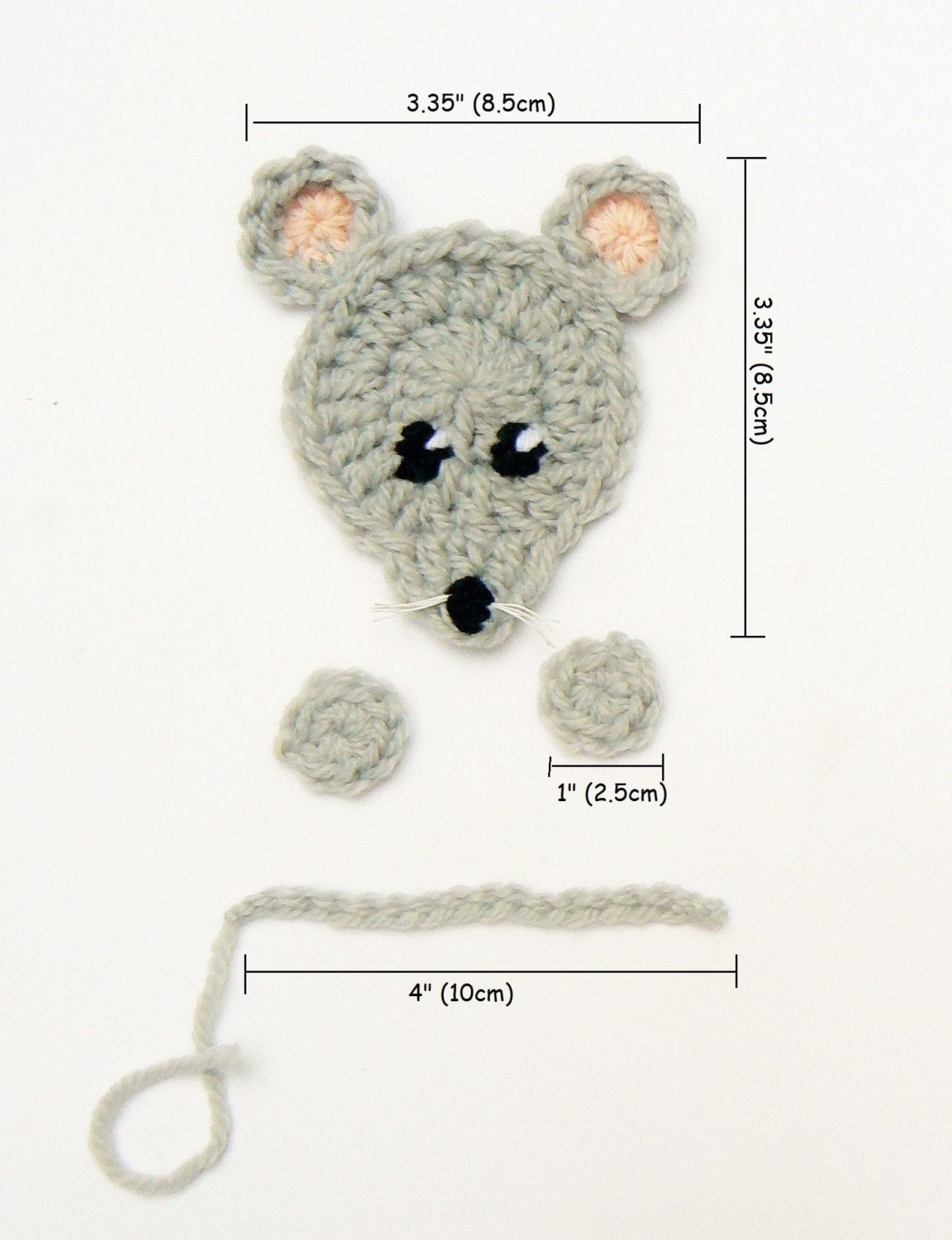 Mouse Applique Crochet Mouse Hat Applique Animal Motif | Etsy