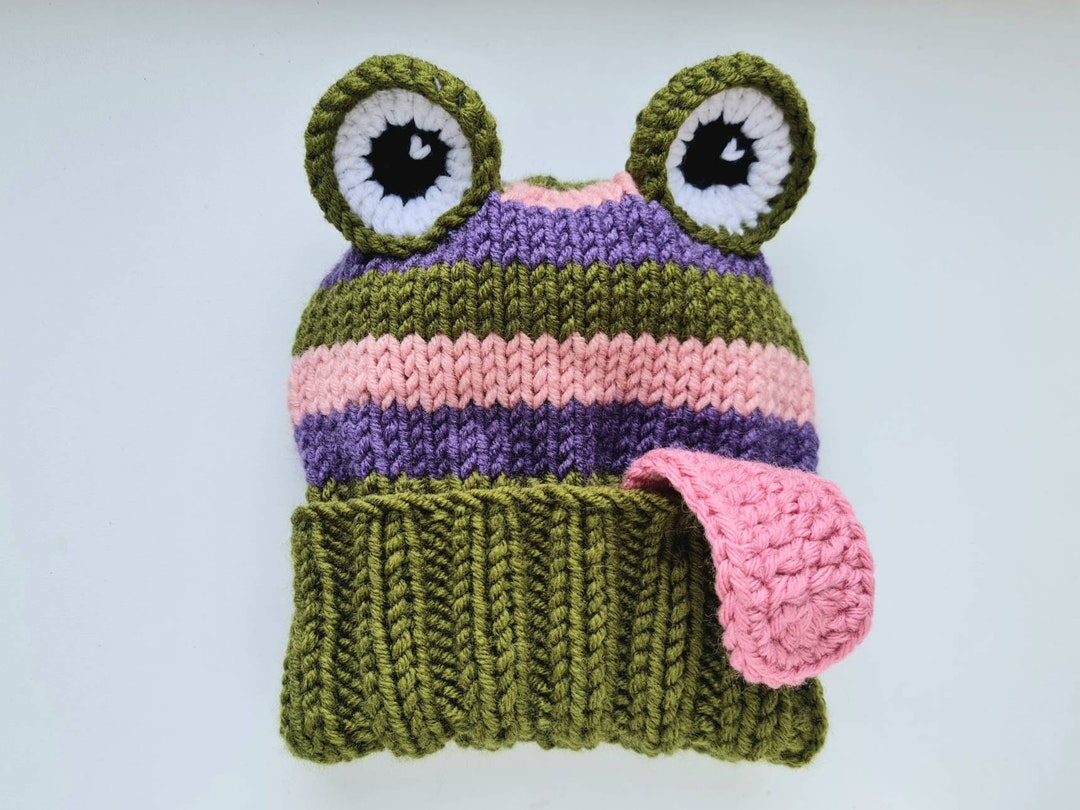 Frog Hat Size 19-21 Inch Tongue Out Hat Knit Hat Animal - Etsy