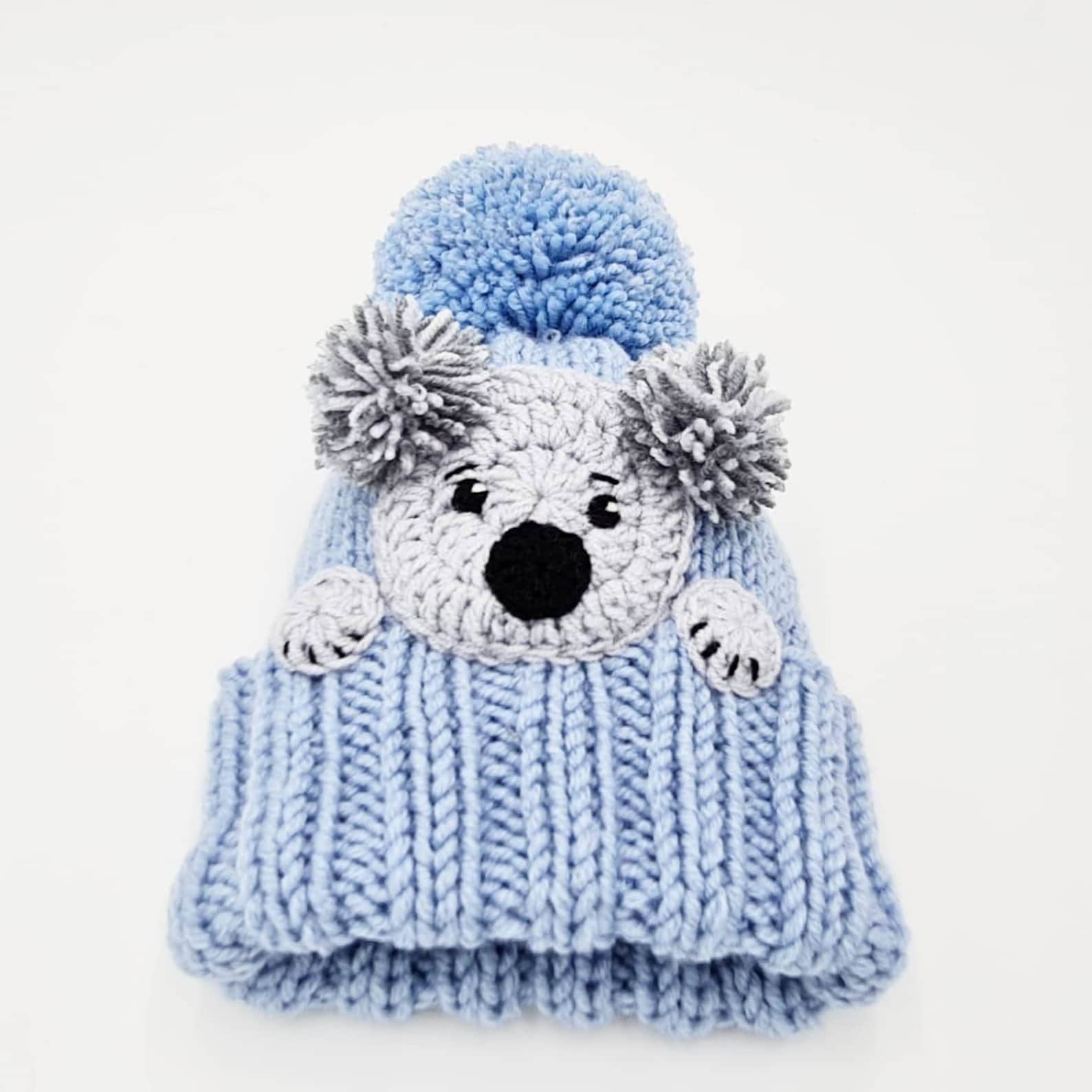Koala Hat, Knit Hat, Winter Hat, Pom Pom Hat, Kids Outfit, Girls ...