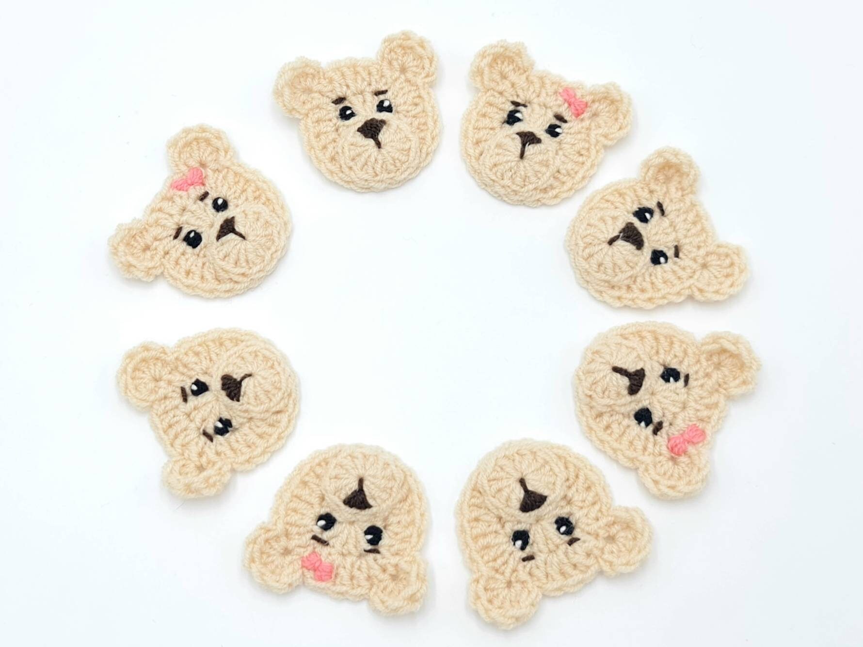 Teddy Bear Appliques 2 Inch Crochet Applique Crochet Bear | Etsy