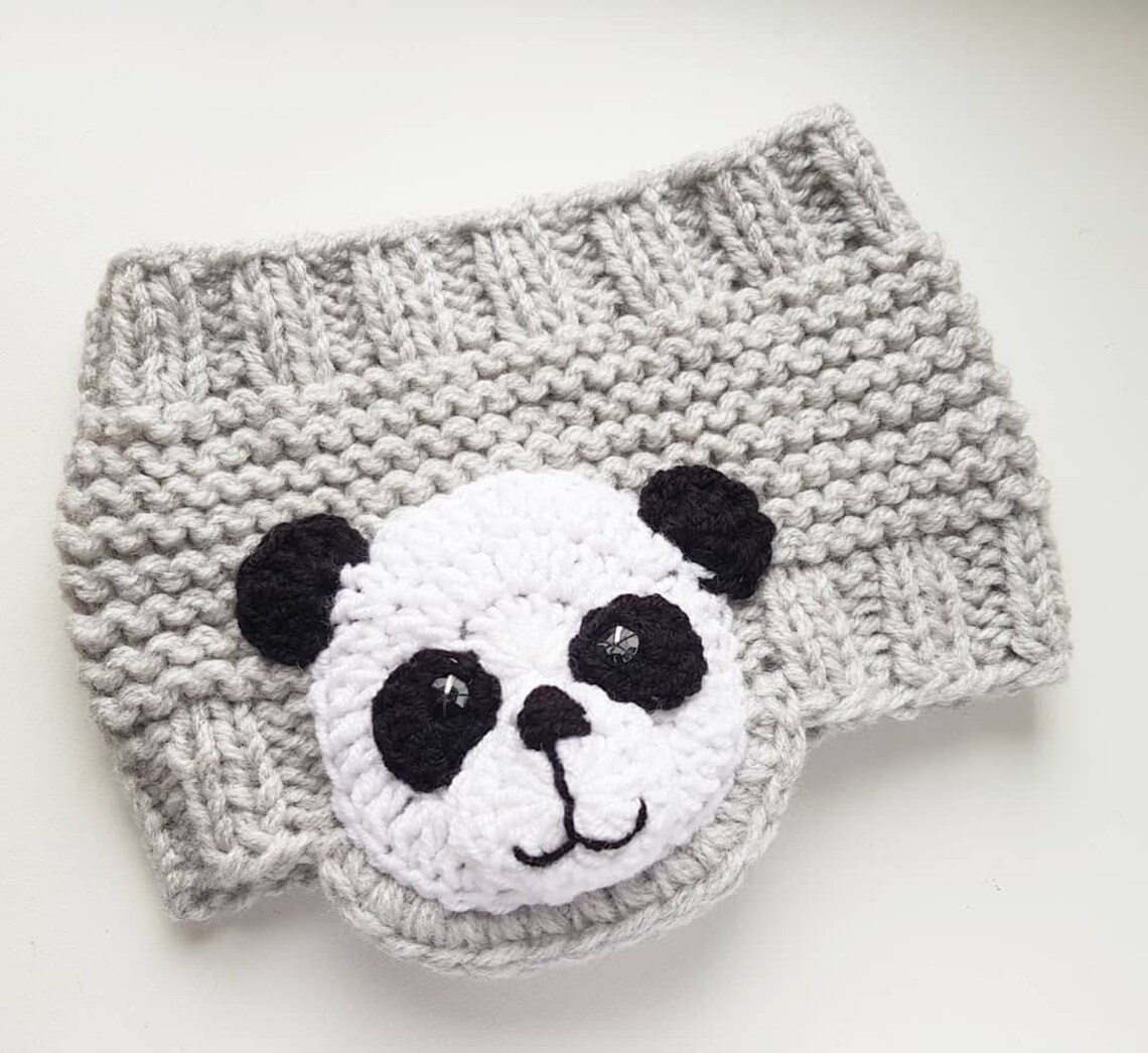 Panda Headband, Knit Headband, Ear Warmer, Head Wrap, Girls Headband ...