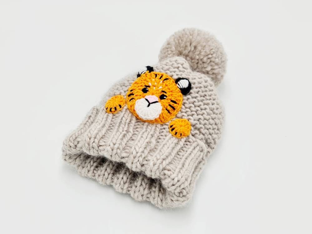 Tiger Hat, 19-21", Child Size, Winter Hat, Knit Hat, Kids Hat, Hat With ...