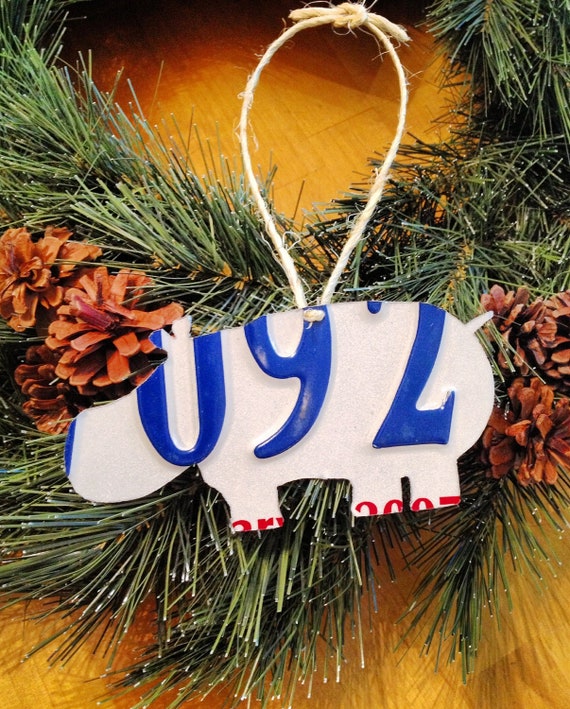 Items similar to Handmade License Plate Hippo Ornament on Etsy