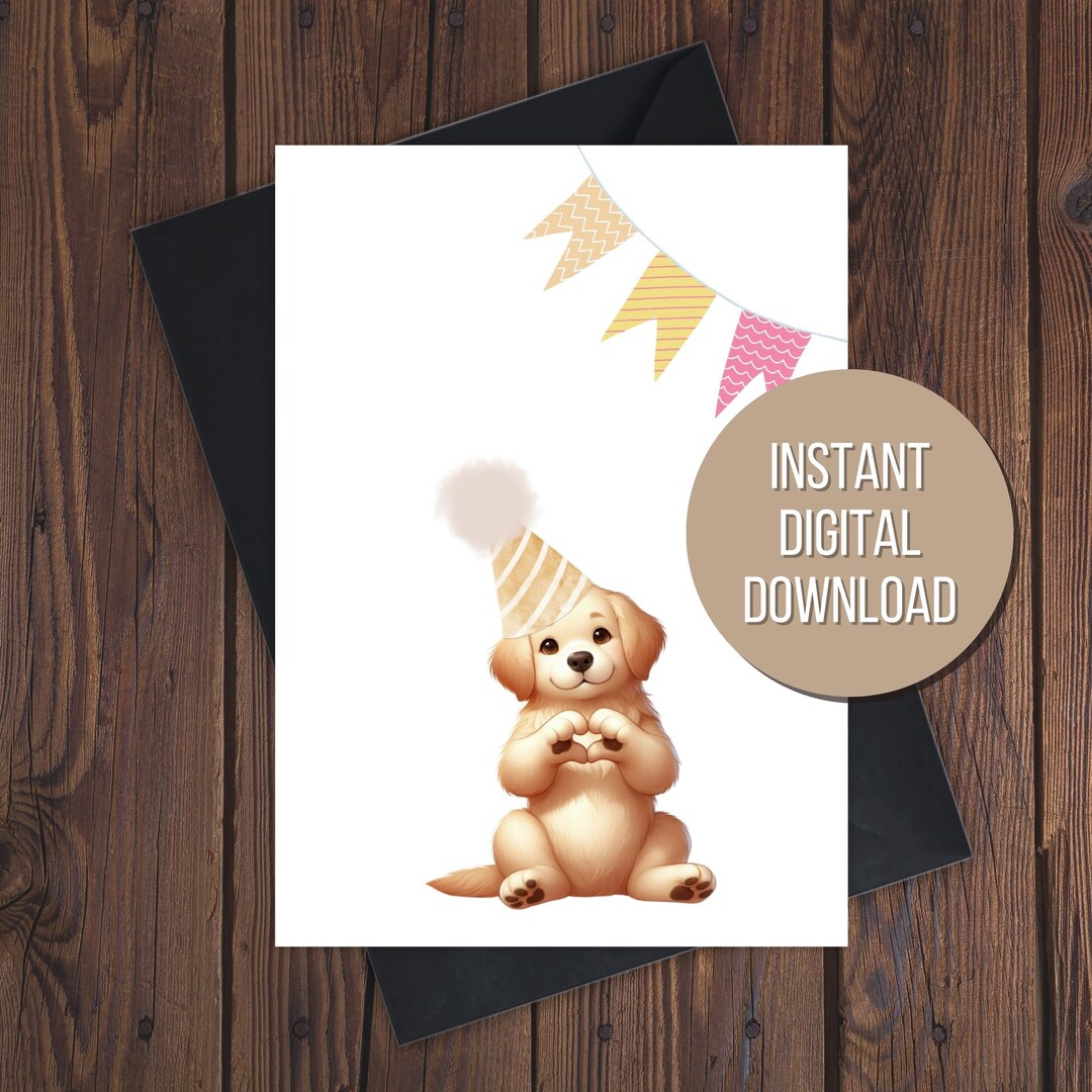 Golden Labrador Birthday Card Printable Dog Birthday Card Golden ...