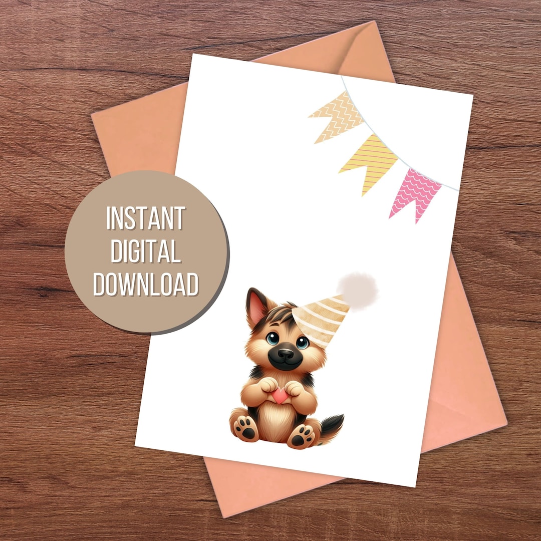 German Shepherd Birthday Card Printable Dog Birthday Card German ...