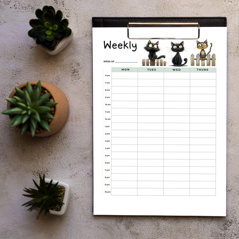 Printable Week to View Planner for Cat Lover, Instant Download, (PDF ...