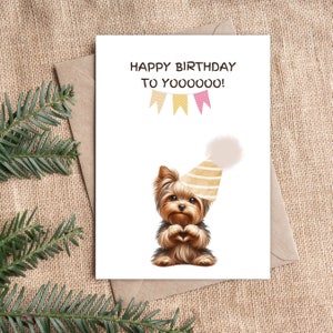 Yorkshire Terrier Birthday Card Printable Dog Birthday Card Yorkie ...